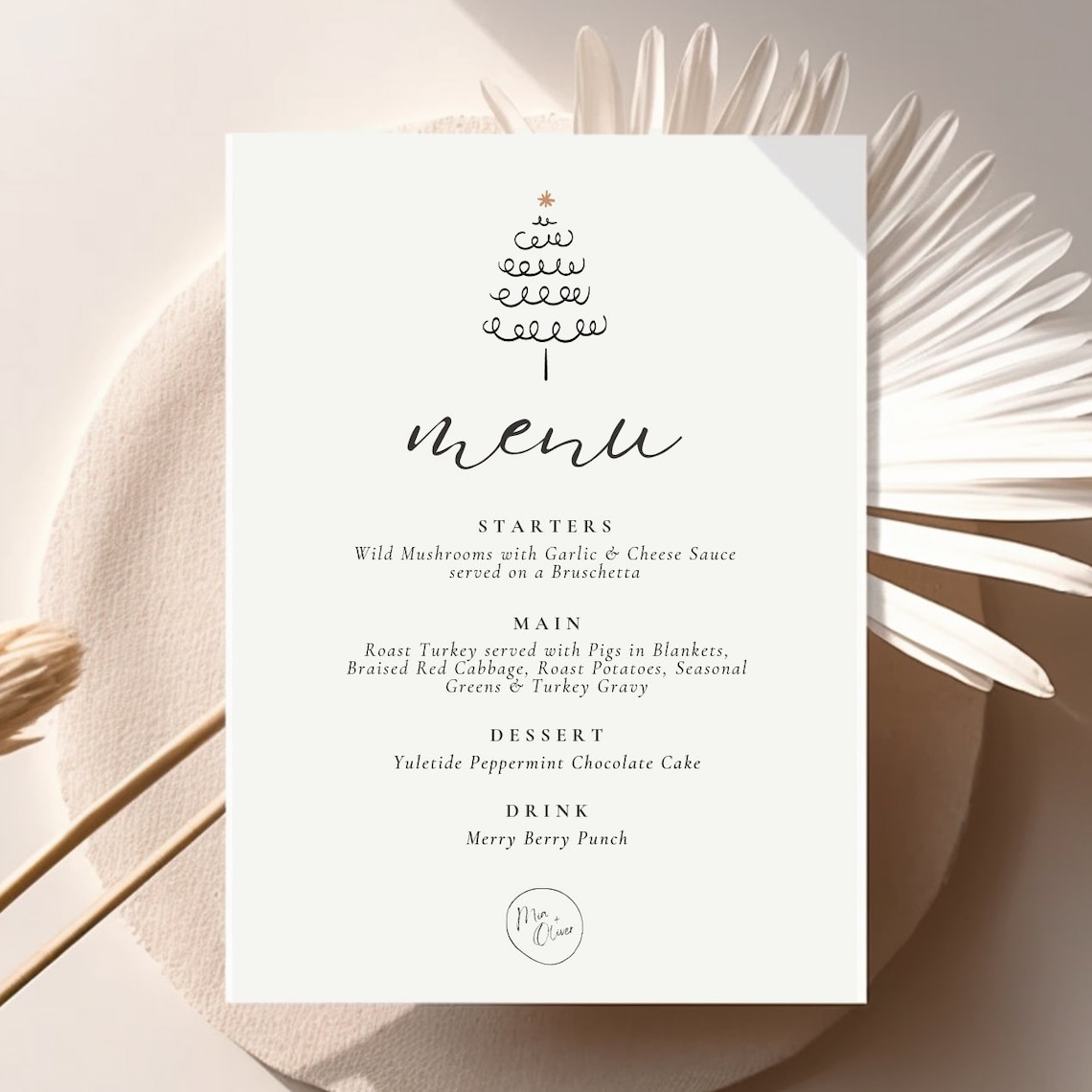 Hand Drawn Christmas Menu, Christmas Menu Template, Printable Christmas ...
