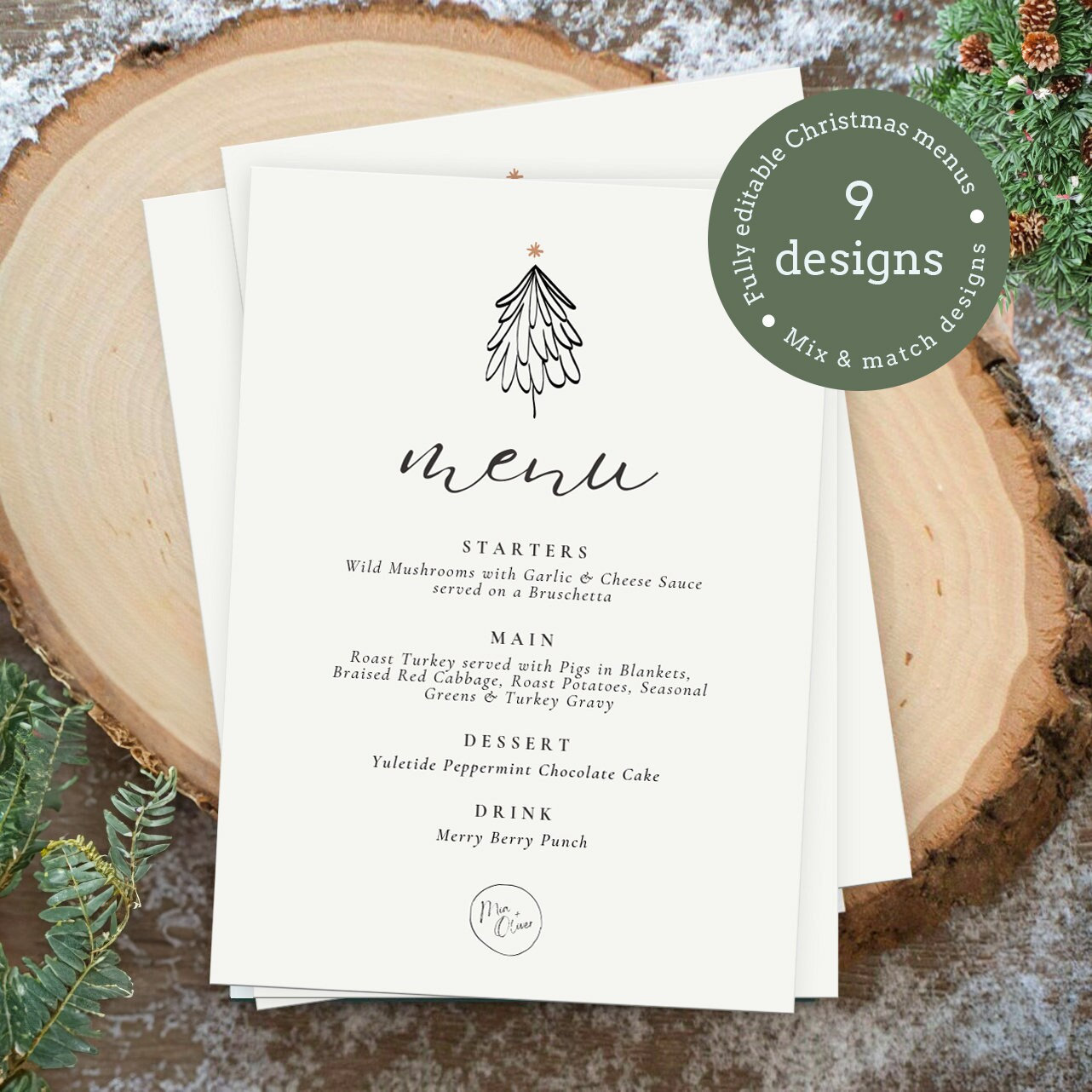 Hand Drawn Christmas Menu, Christmas Menu Template, Printable Christmas ...