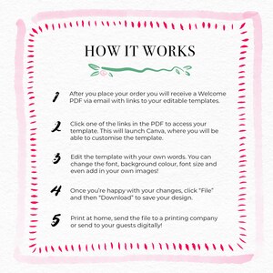 Pink Wavy Ribbon Menu Template | Hand Drawn Ribbon Border | Instant ...