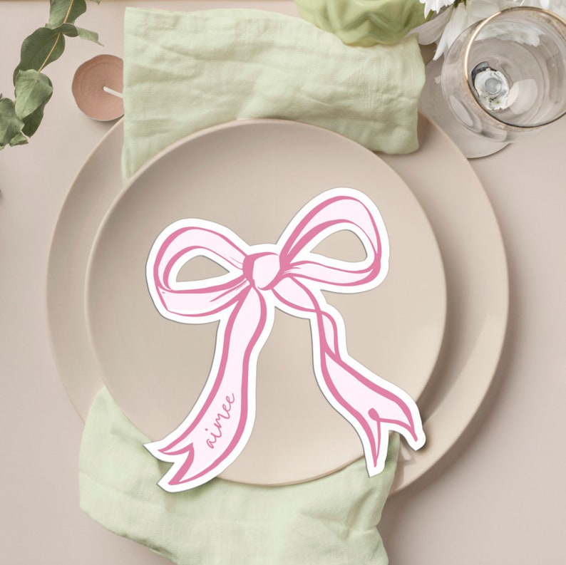Pink Ribbon Shaped Place Name | Ribbon Place Card | Baby Shower | DIY ...