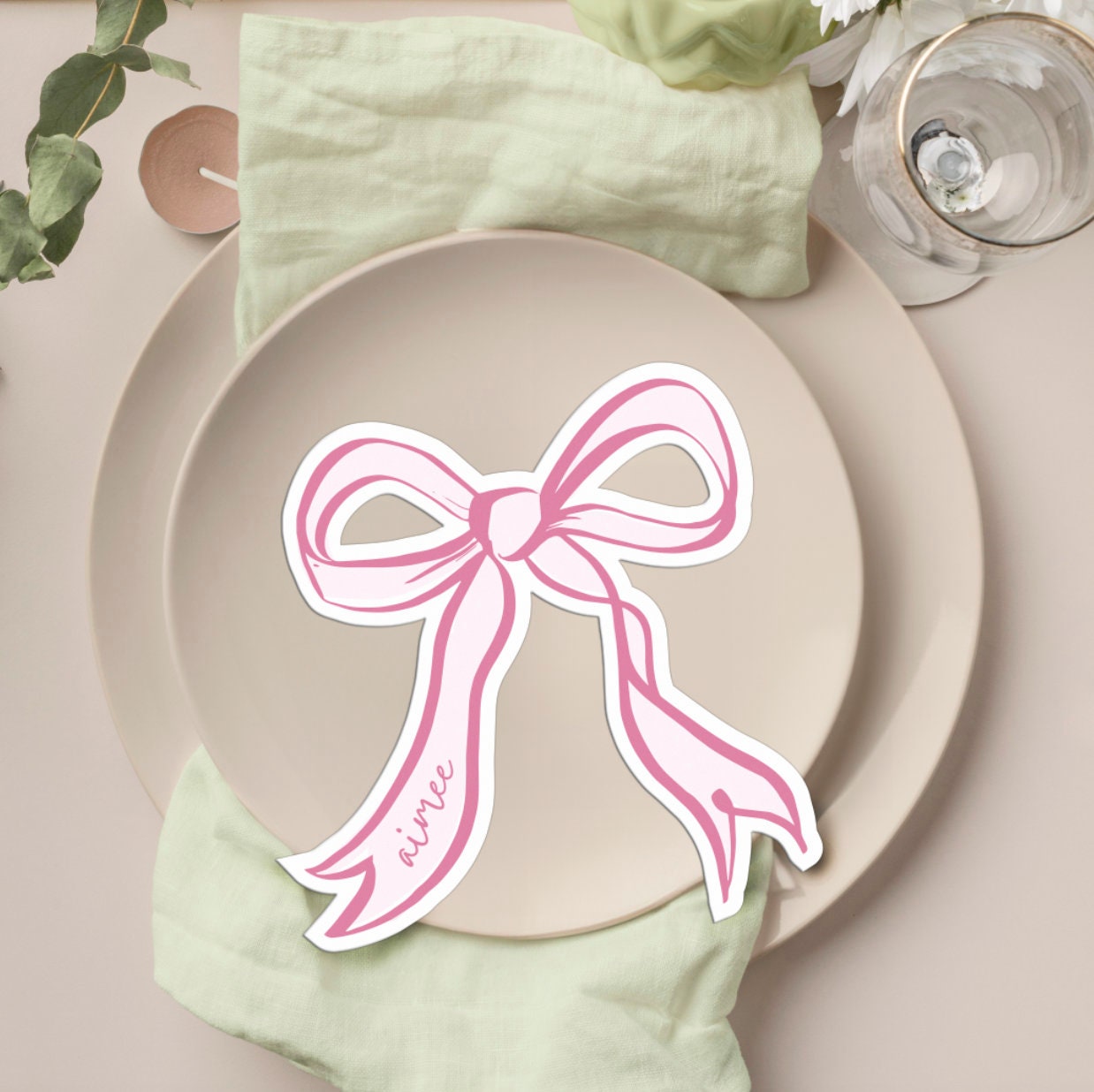 Pink Ribbon Shaped Place Name | Ribbon Place Card | Baby Shower | DIY ...