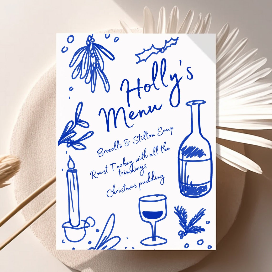 Hand Drawn Christmas Menu, Christmas Menu Template, Printable Menu ...