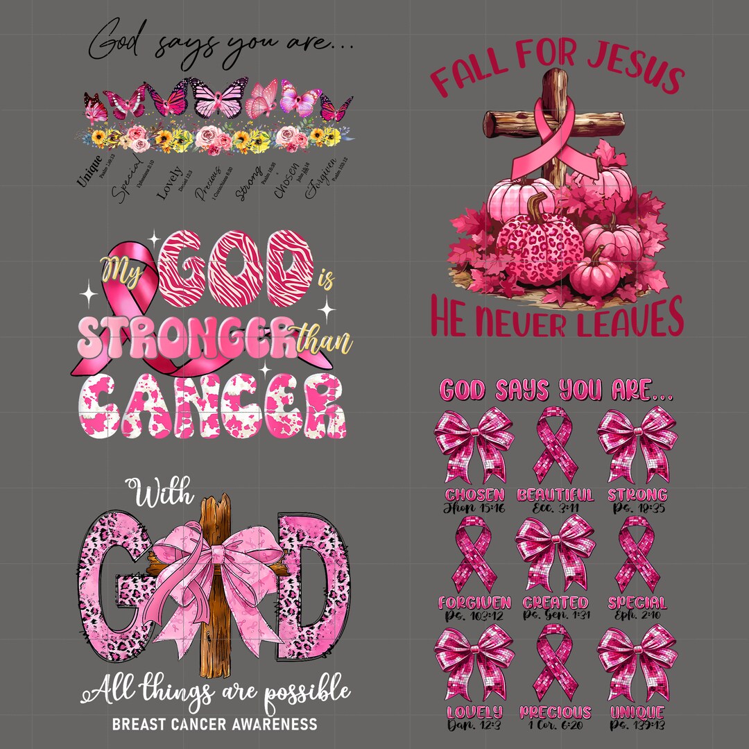 5breast Cancer Jesus PNG Bundle, With God All Things Are Possible Png ...