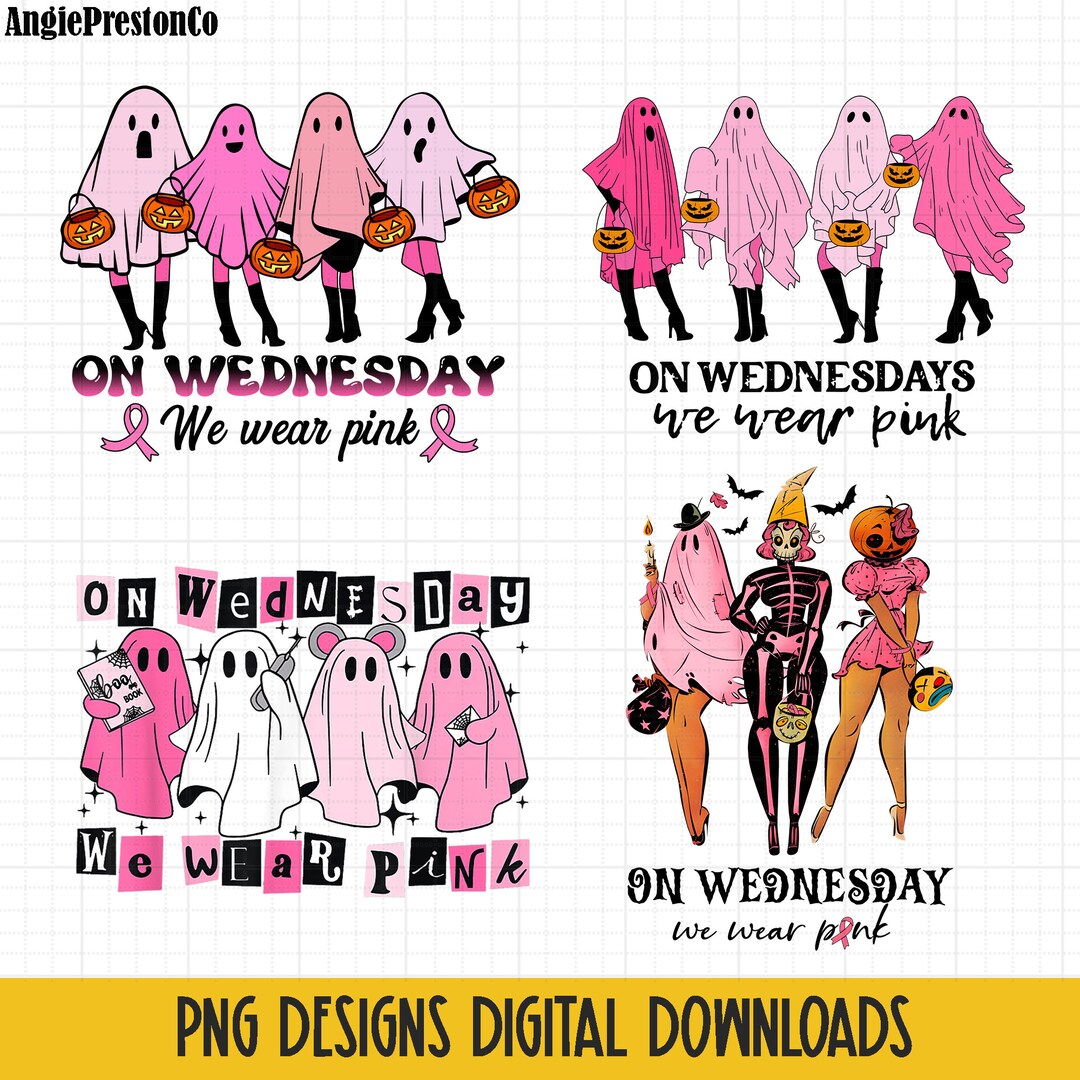 4on Wednesdays We Wear Pink PNG Bundle, Halloween Boo Png, Pink ...