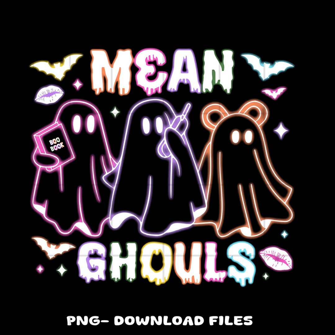 Neon Mean Ghost Png, Retro Halloween Png, Ghouls Ghost Png, Cute Ghost ...