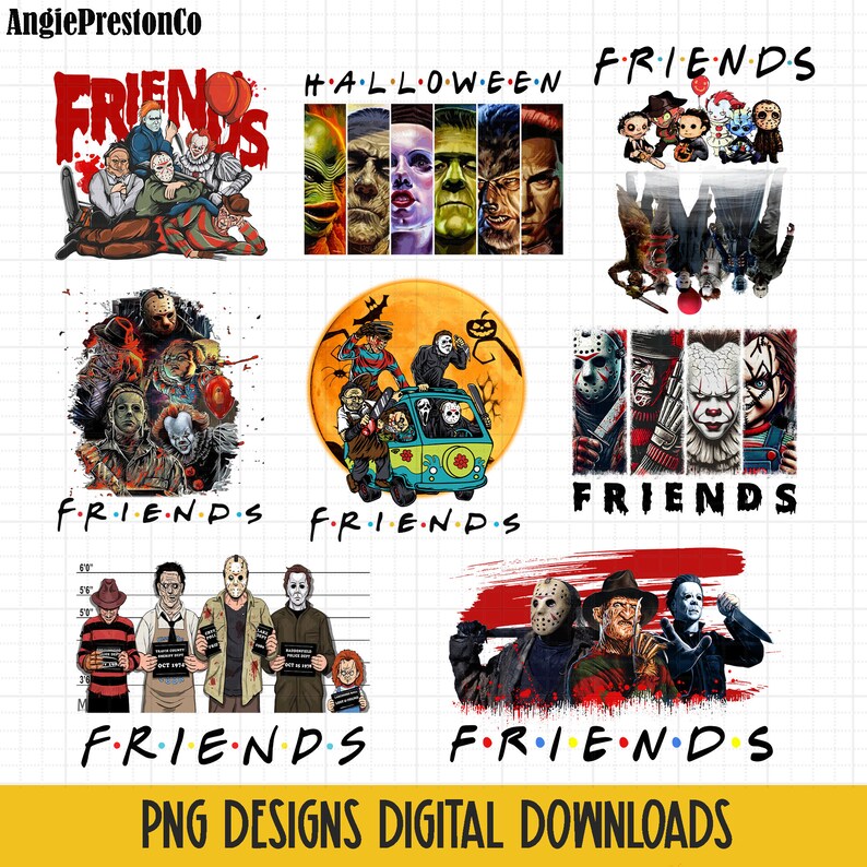 8 Killers Friends Png, Movie Killer Bundle, Scary Halloween Png, Horror Friend Png, Halloween ...