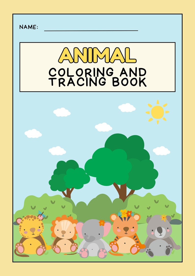 Coloring Book Tracing Book Animal, Printable Colour Worksheet, Kids ...