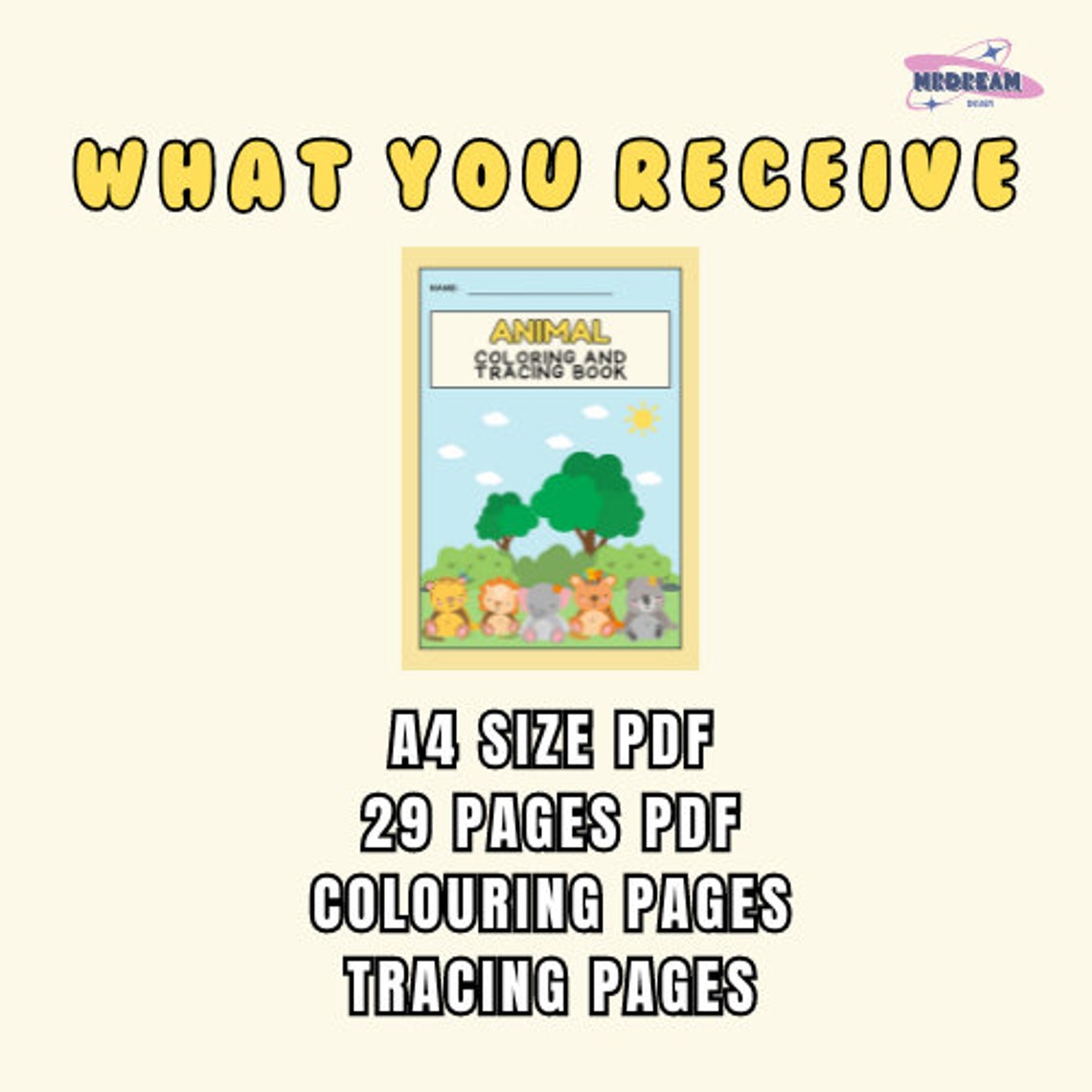 Coloring Book Tracing Book Animal, Printable Colour Worksheet, Kids ...