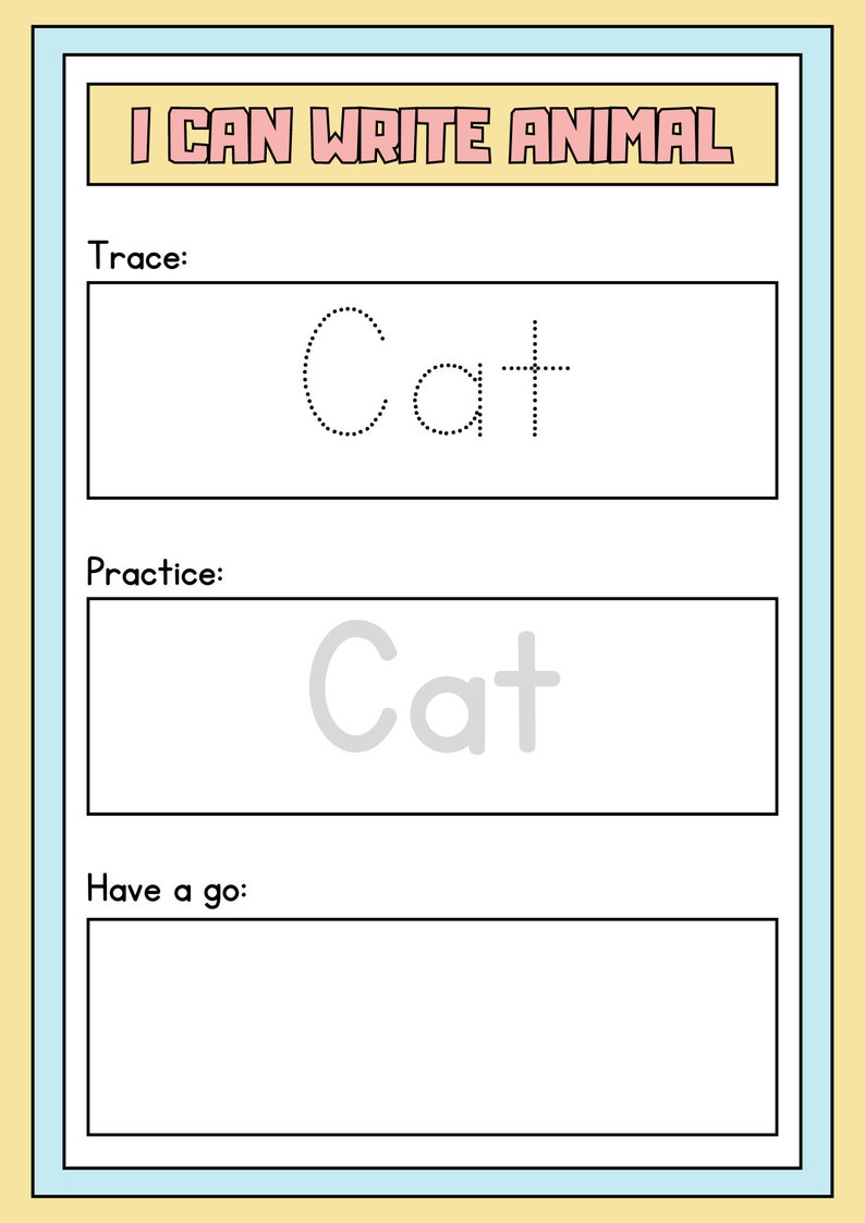 Coloring Book Tracing Book Animal, Printable Colour Worksheet, Kids ...