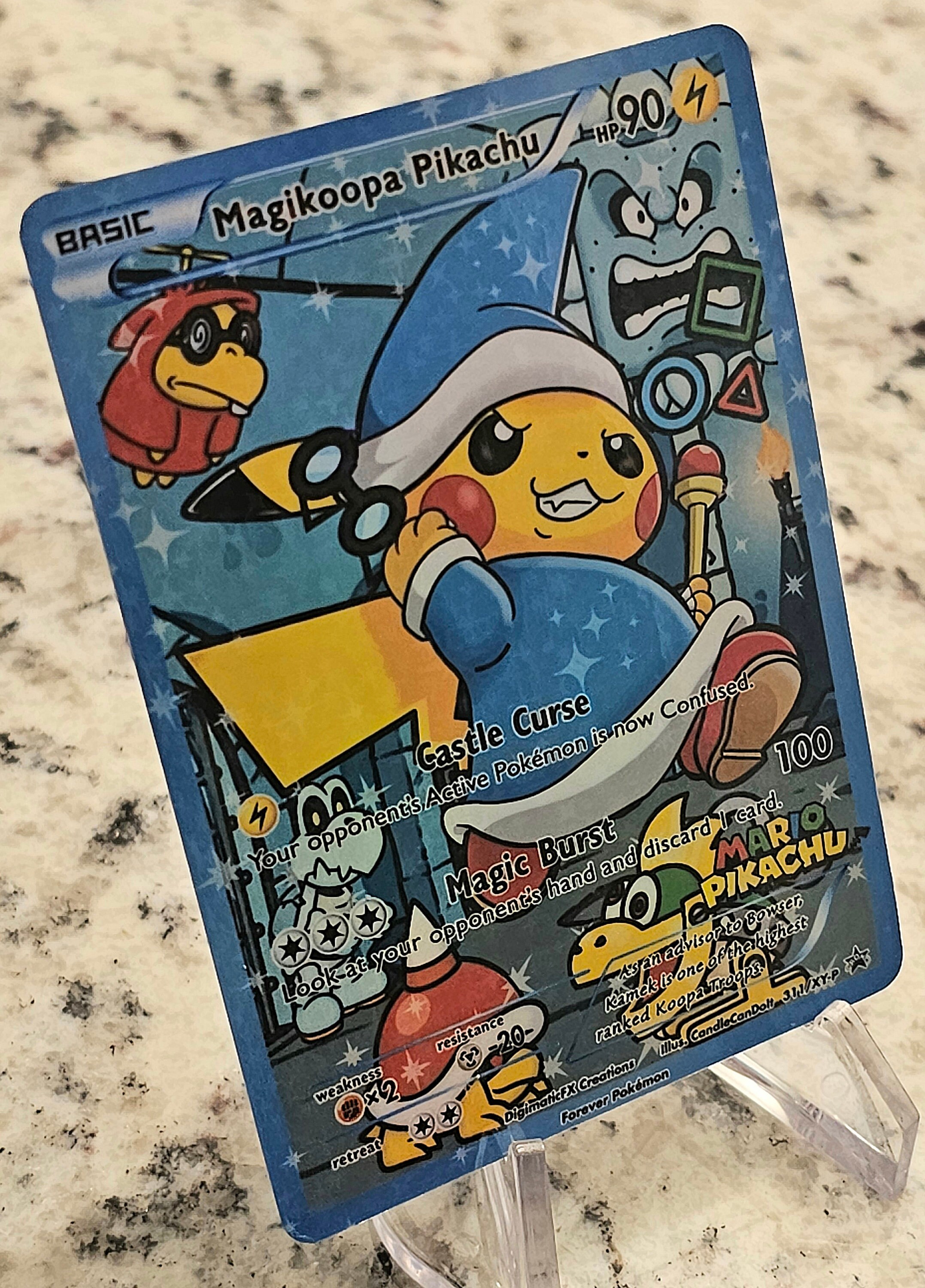 Custom Magikoopa Pikachu Poncho Promo Card// Mario Series// Fully Holographic - Etsy