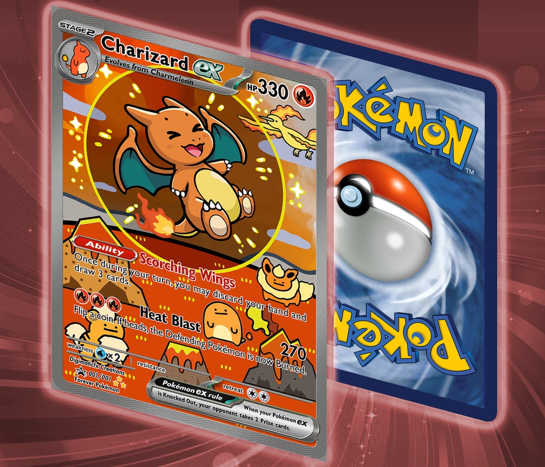 Custom Charizard EX Promo Card// Alternate Full Art // Matte-glitter or ...
