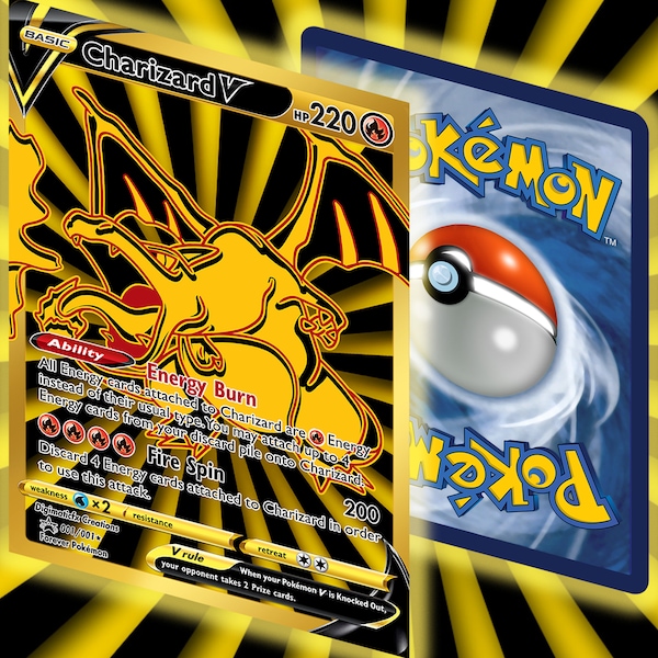 Charizard V Gold Card - Etsy