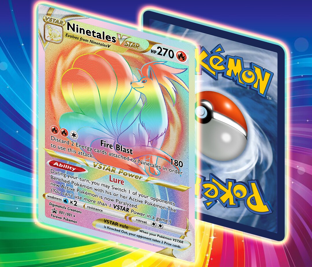 Custom/altered Pokémon // Ninetales VSTAR Rainbow Card // Full Art ...