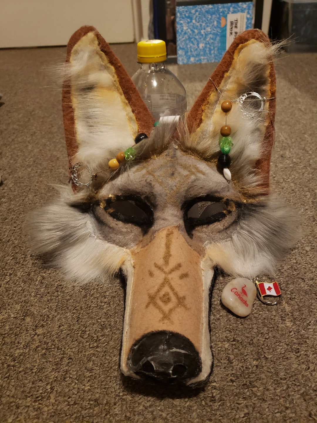 Therian Coyote Mask With Coyote Tail Keychain - Etsy