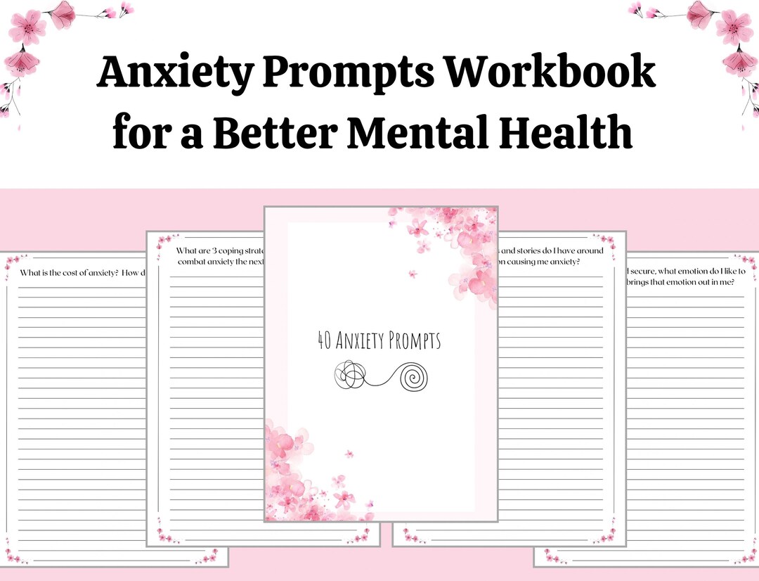 40 Anxiety Prompts Journal, Mental Health Planner, Daily Reflection ...