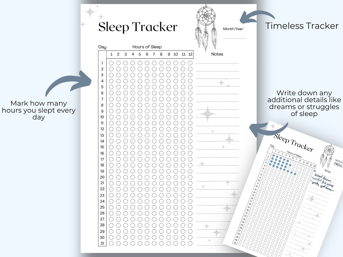 Printable Sleep Tracker, Sleep Journal, Health Planner, Planner Insert ...