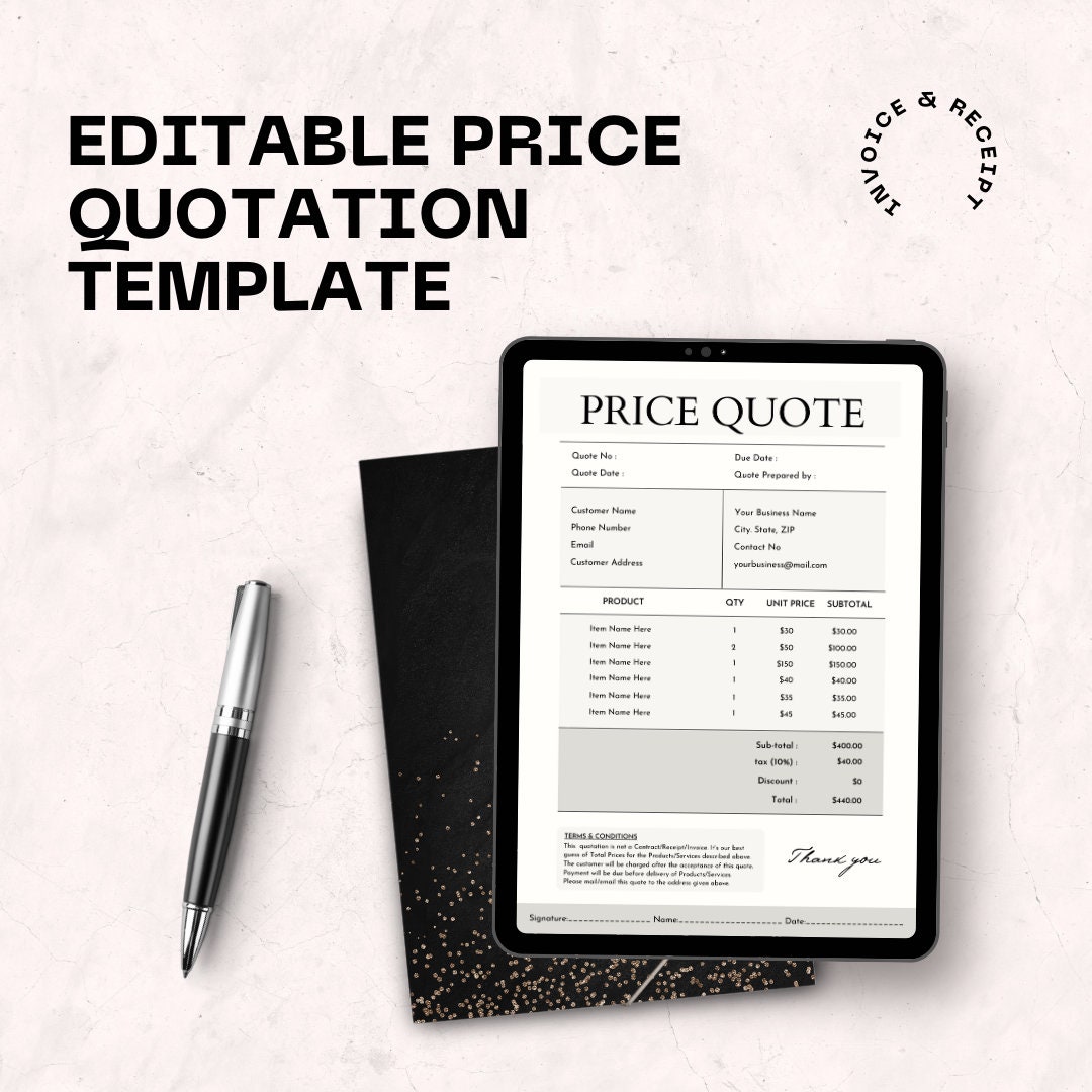 Editable Quotation Template Auto-calculation PDF MS Word - Etsy Australia
