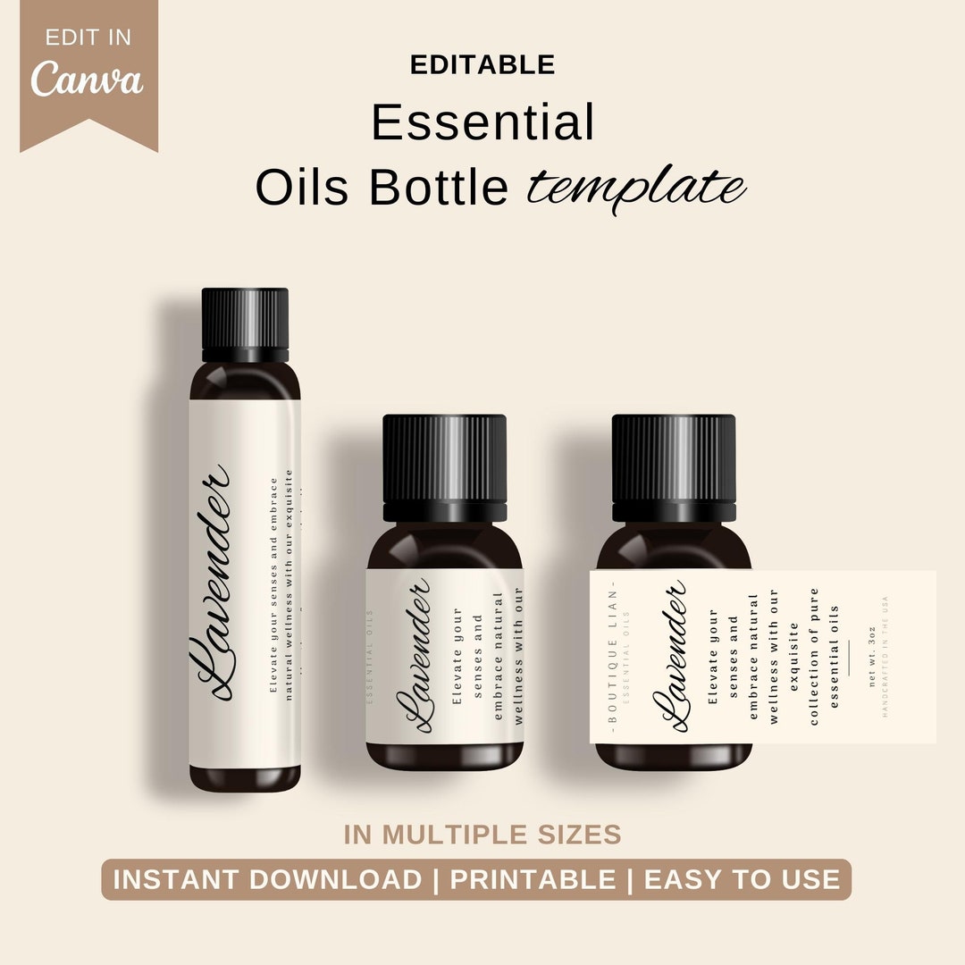 Custom 10ml 5ml Essential Oil Roll-on Label Template for Canva, Roller ...