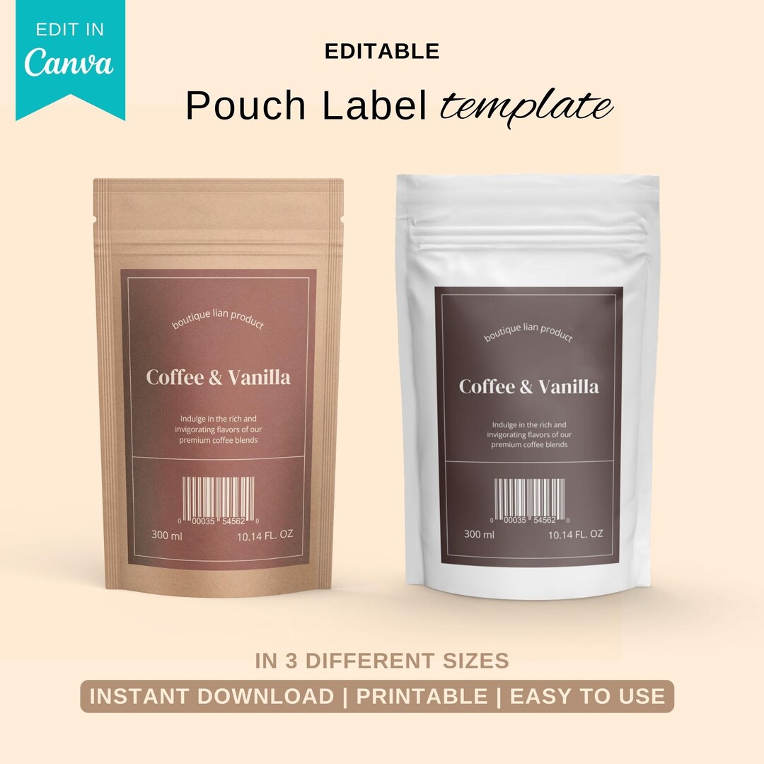 Editable Coffee Pouch Label Template Pouch Bag Label Modern - Etsy ...