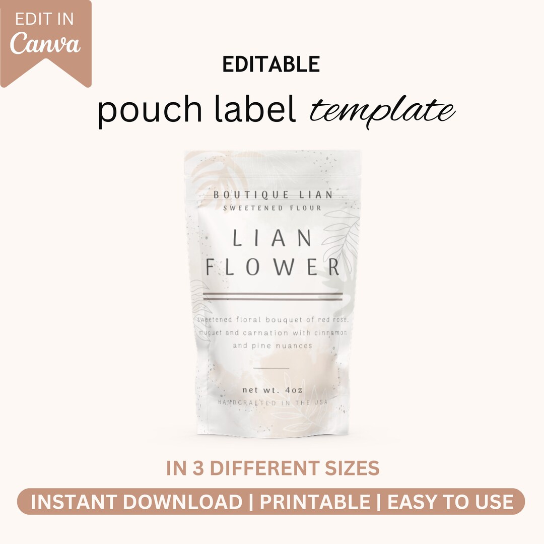 Boho Chic Canva Pouch Label Template, Pouch Bag Label, Modern Tea Pouch ...