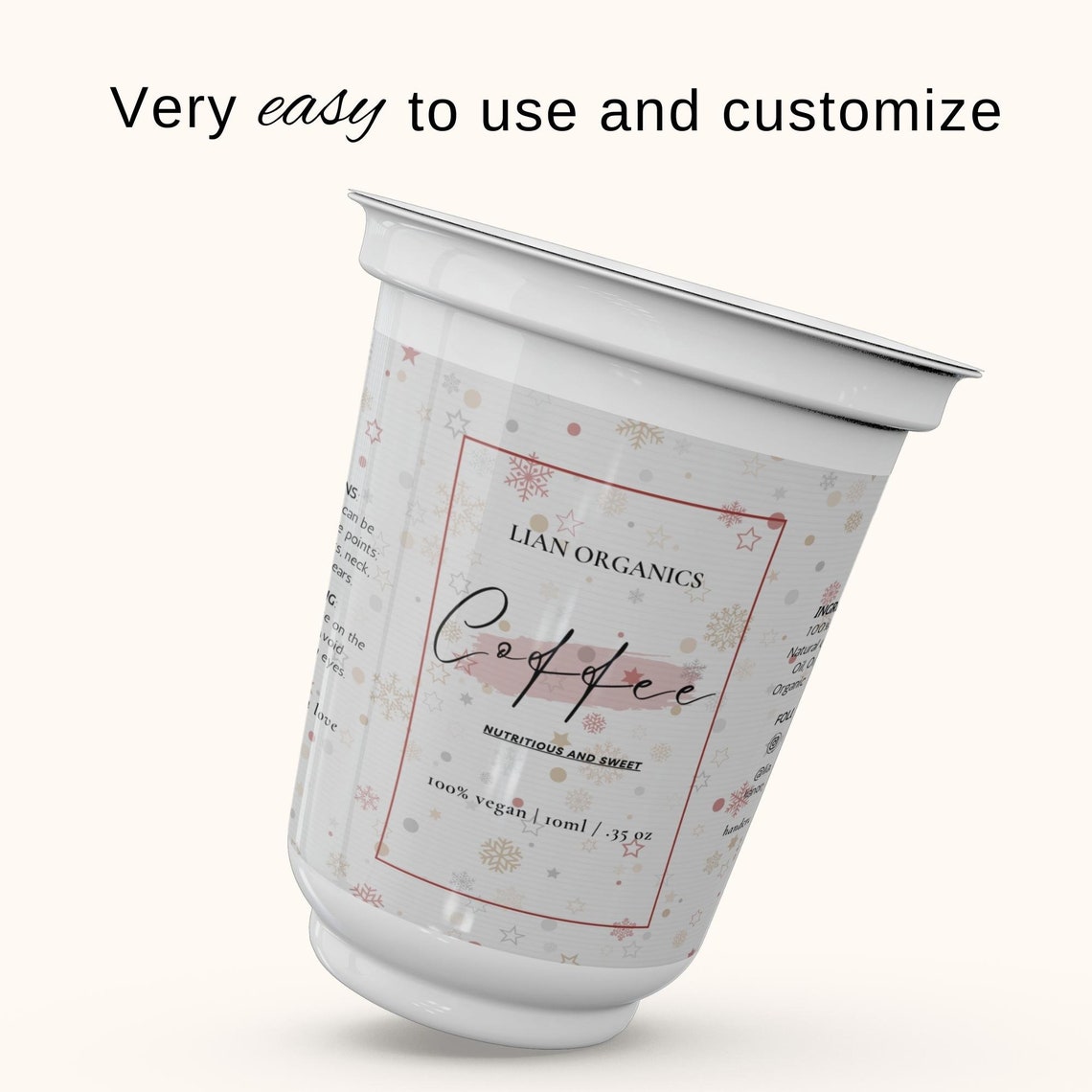 Printable Coffee Cup Label Template, Cream Jar Label Template for Canva ...