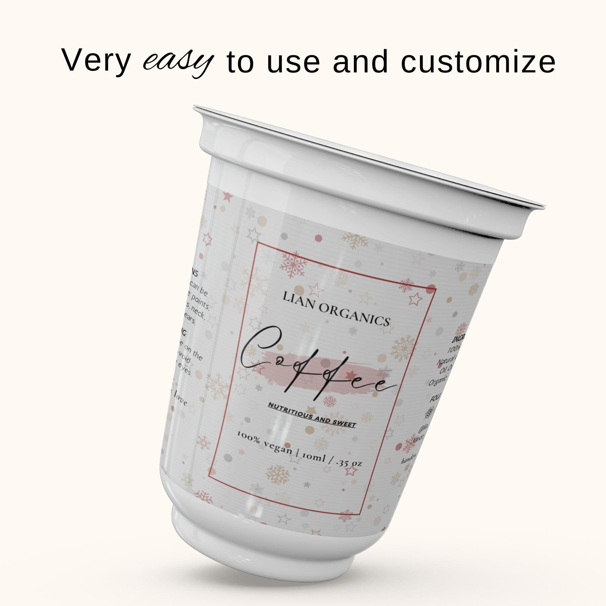 Printable Coffee Cup Label Template, Cream Jar Label Template for Canva ...