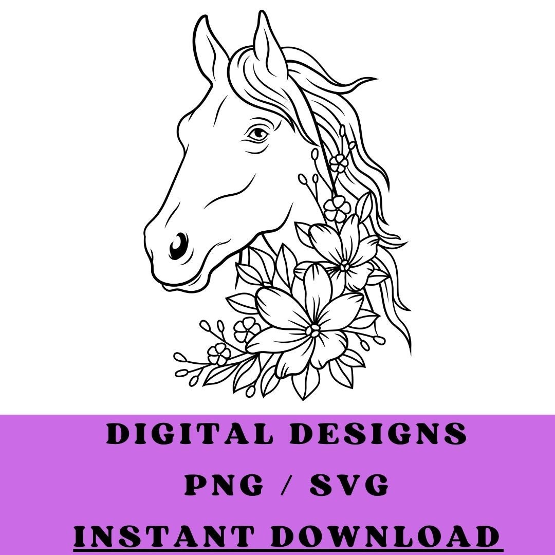 Horse SVG, Horse With Flowers SVG, Horse Cut File, Floral Horse Svg ...
