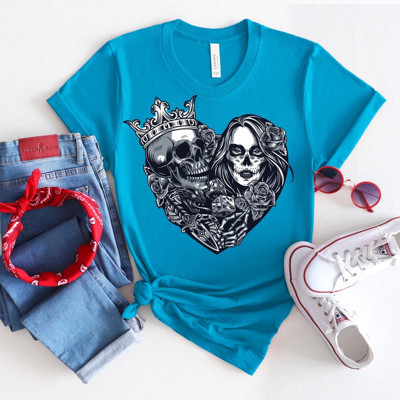 Heart Woman and Skull, Skull Love Svg, Digital Prints, Instant Download ...