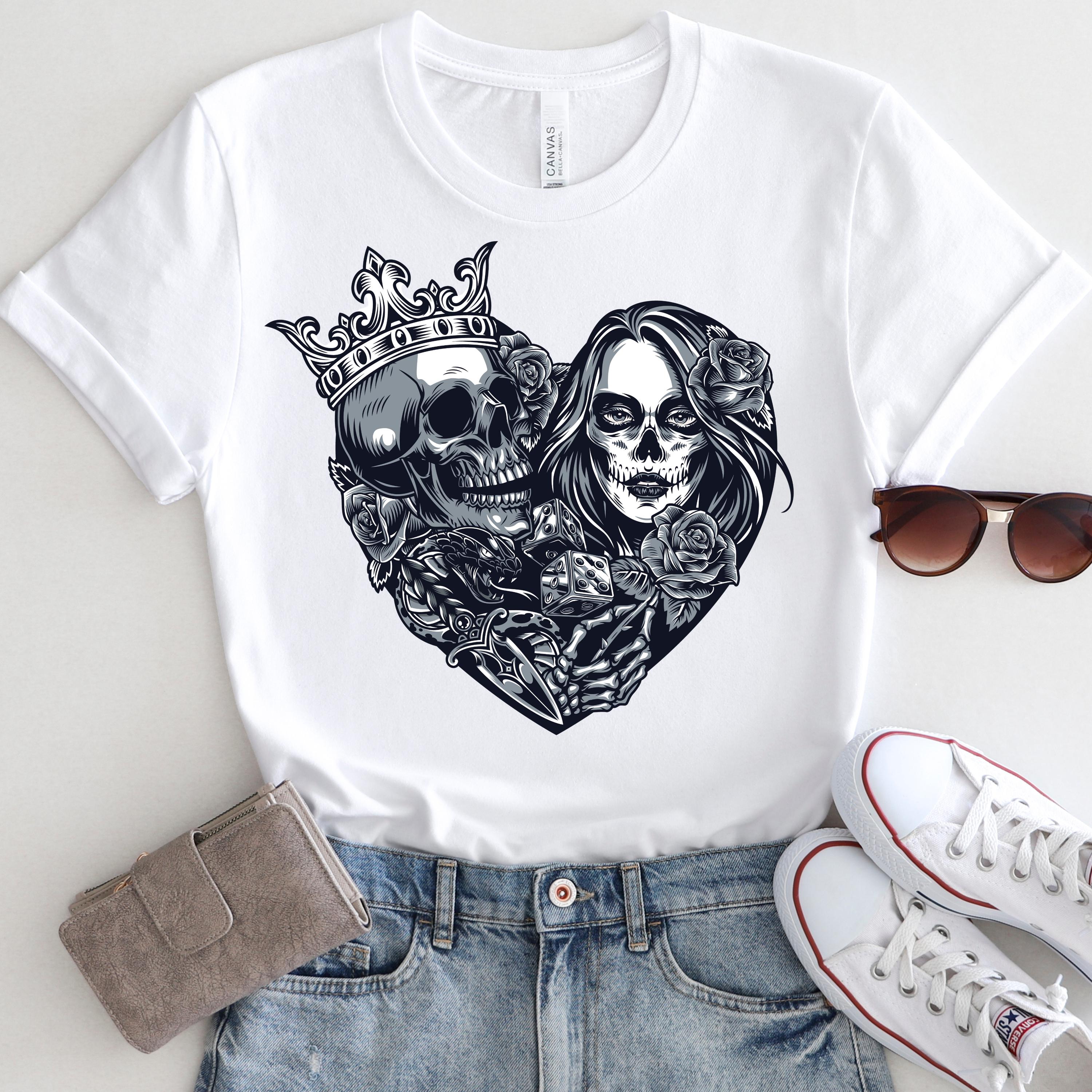 Heart Woman and Skull, Skull Love Svg, Digital Prints, Instant Download ...