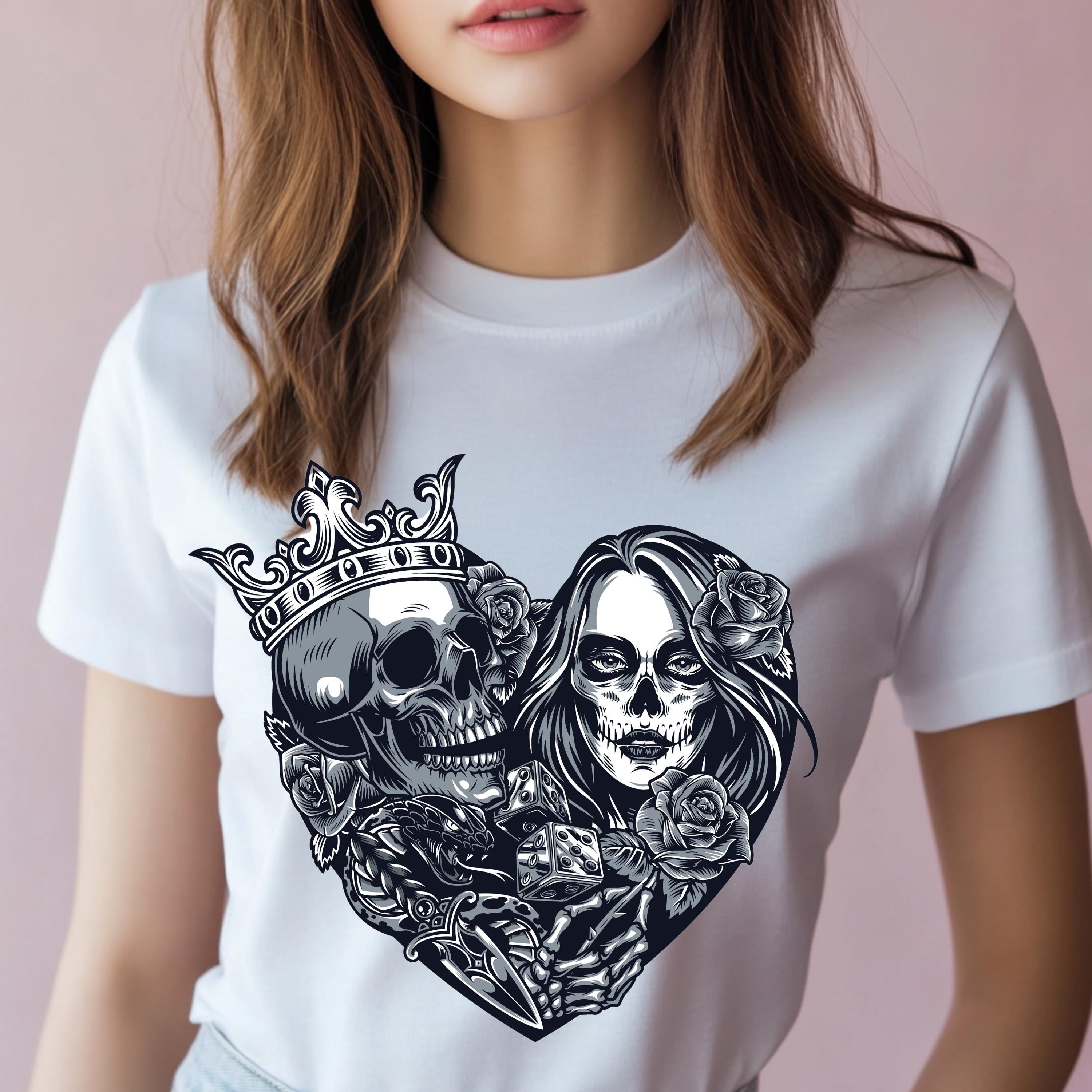 Heart Woman and Skull, Skull Love Svg, Digital Prints, Instant Download ...
