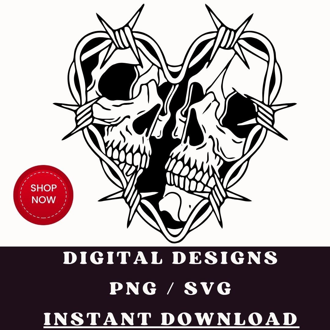 Skull Love Svg, Skull Head in Heart Svg, Valentine Skull Svg, Skull ...