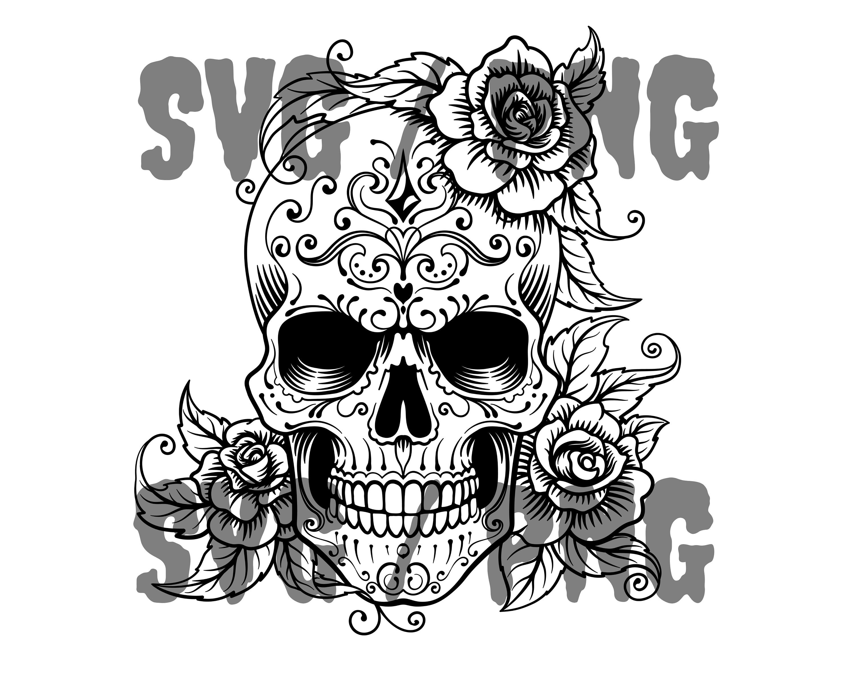 Skull With Flowers Svg, Skeleton Svg, Floral Skull Svg, Skull Png ...