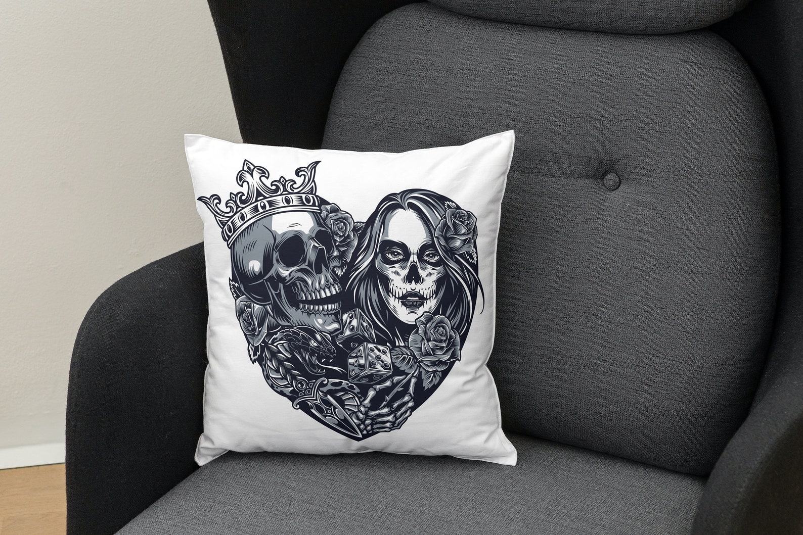 Heart Woman and Skull, Skull Love Svg, Digital Prints, Instant Download ...