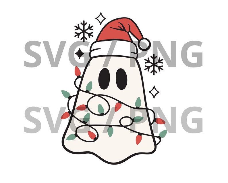 Cute Ghost Christmas Svg, Christmas Svg, Ghost Christmas Png, Retro ...
