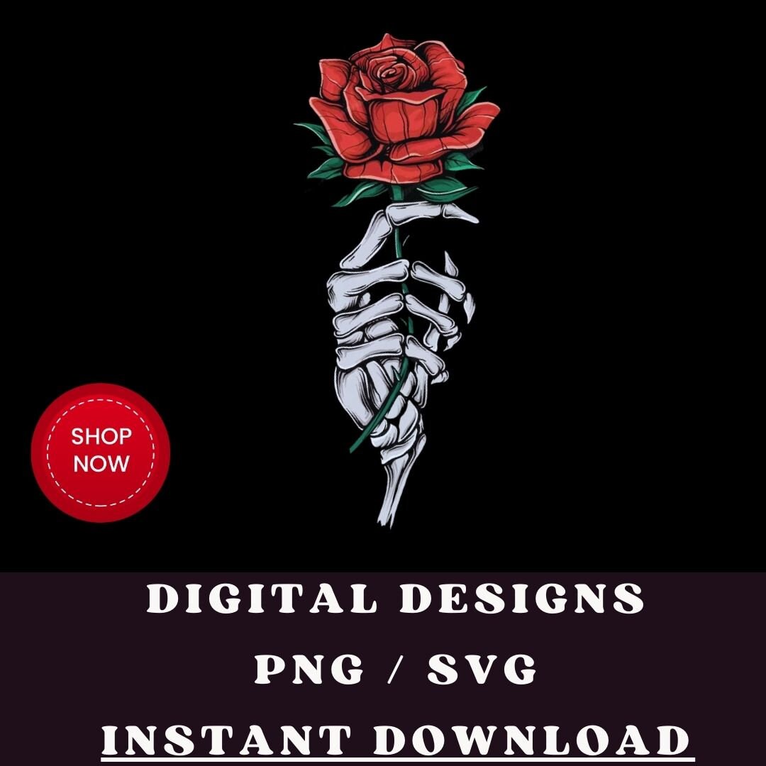 Skeleton Hand Rose Svg, Hand Skull Svg, Skull Rose Svg, Skull Png ...