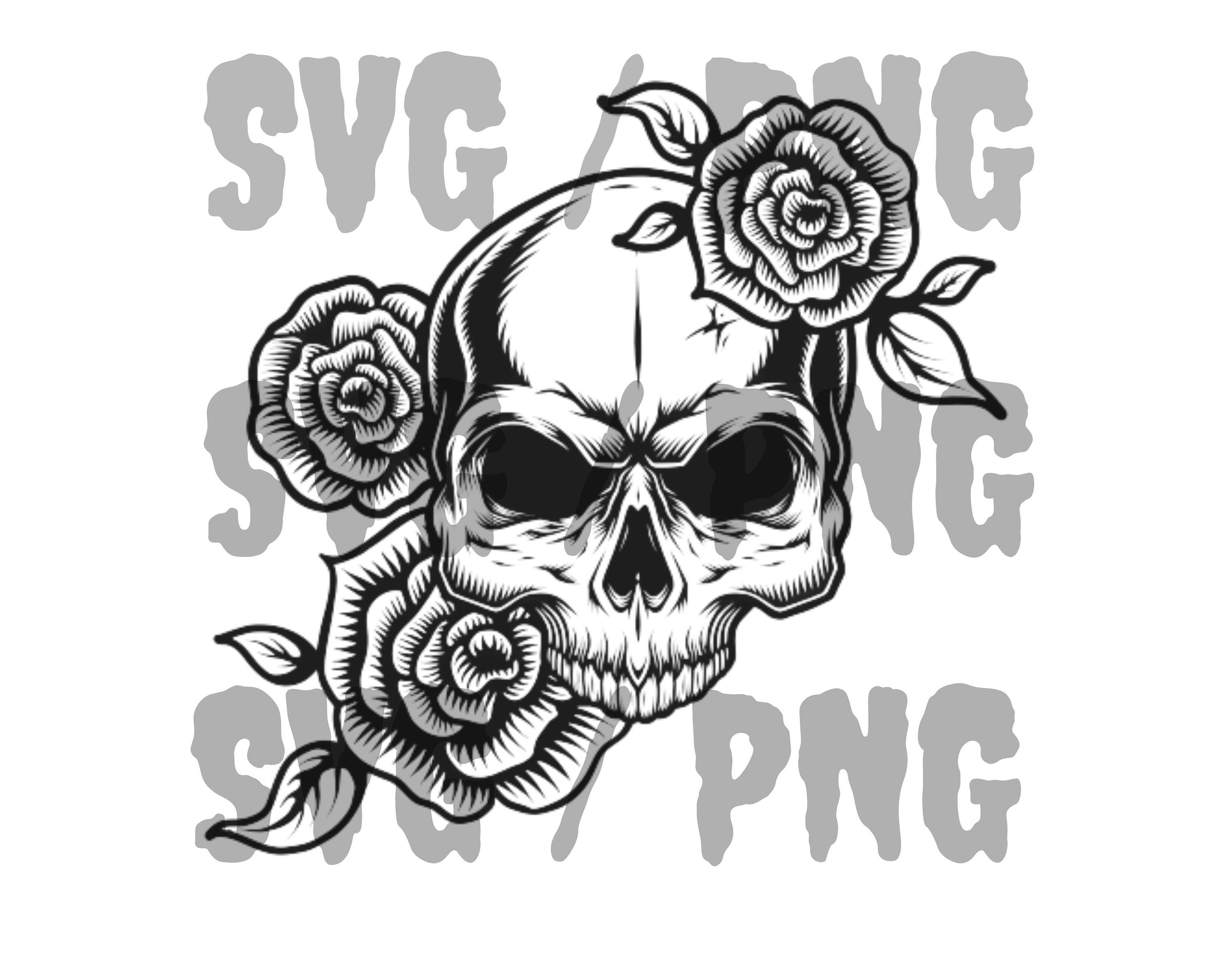 Skull Roses Svg, Skull Svg, Skeleton Svg, Roses Svg, Flowers Svg ...