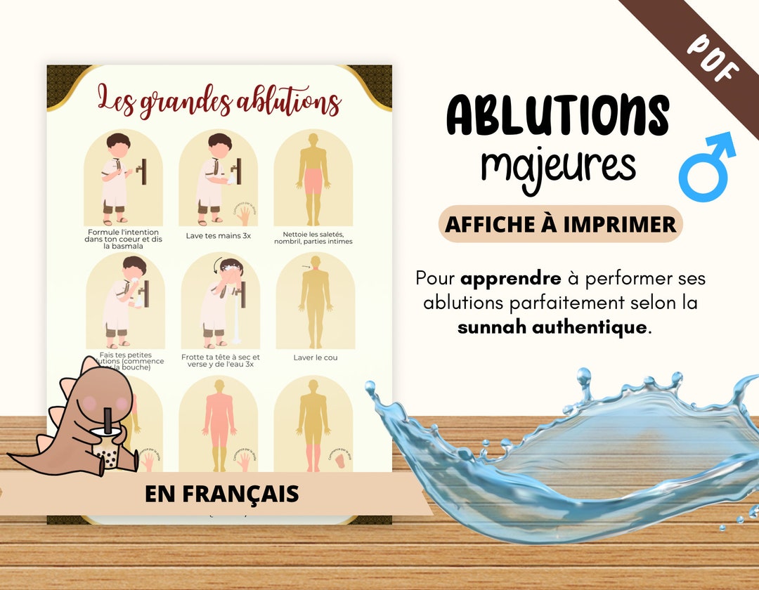 Islamic Poster to Learn How to Do Major Ablutions for Children and Boys ...