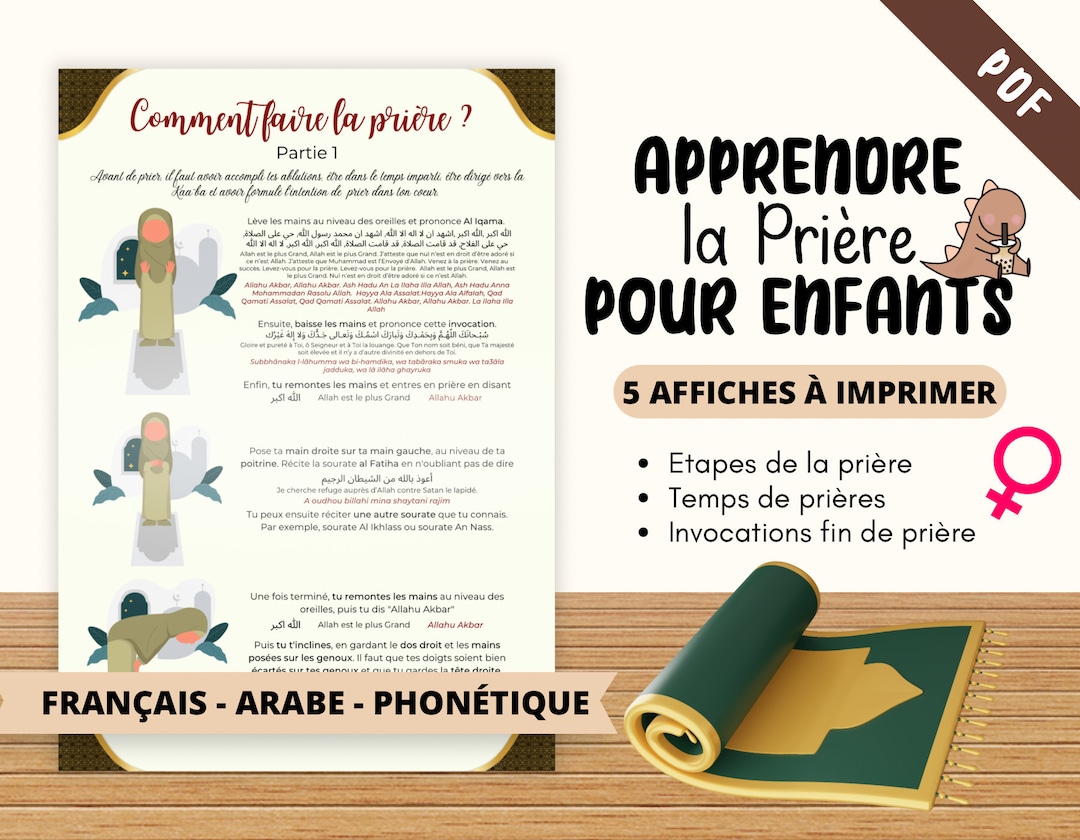 Pack Digital Islamic Poster to Print Learn to Pray for Girl Child Islam ...
