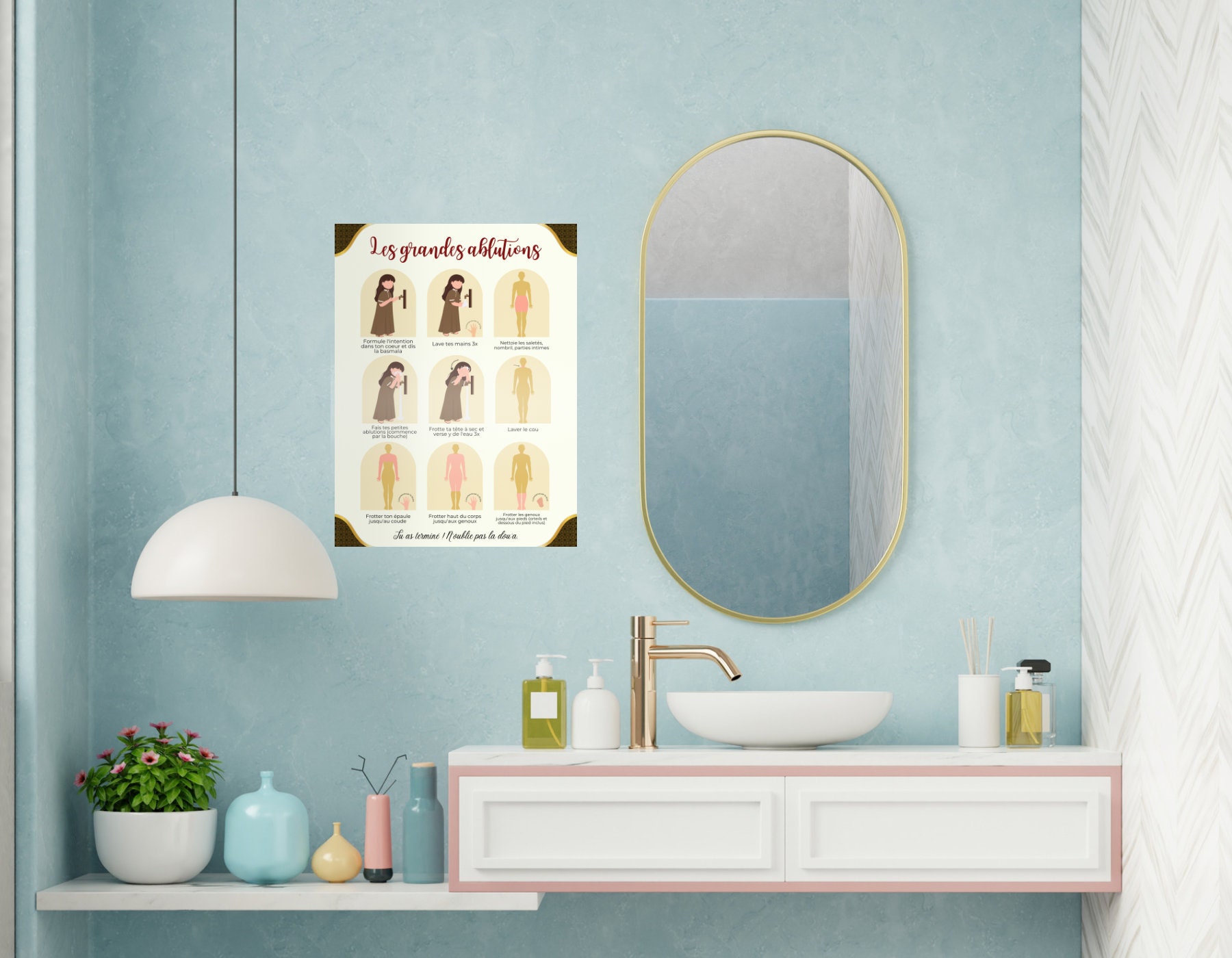 Poster Learn Major Ablutions Ghusl Wudhu for Boys and Children, Islamic ...