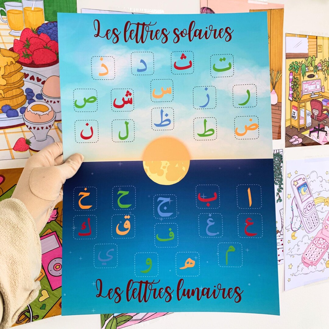 Poster A3 - Lunar Letters and Solar Letters of the Arabic Alphabet - Etsy