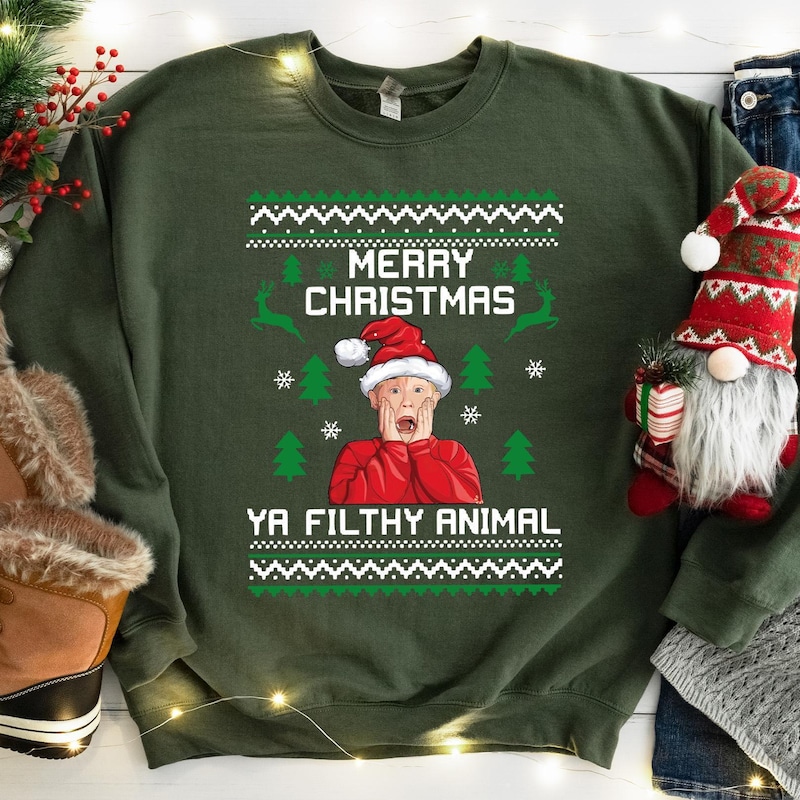 Merry Christmas Ya Filthy Animal Sweater - Etsy
