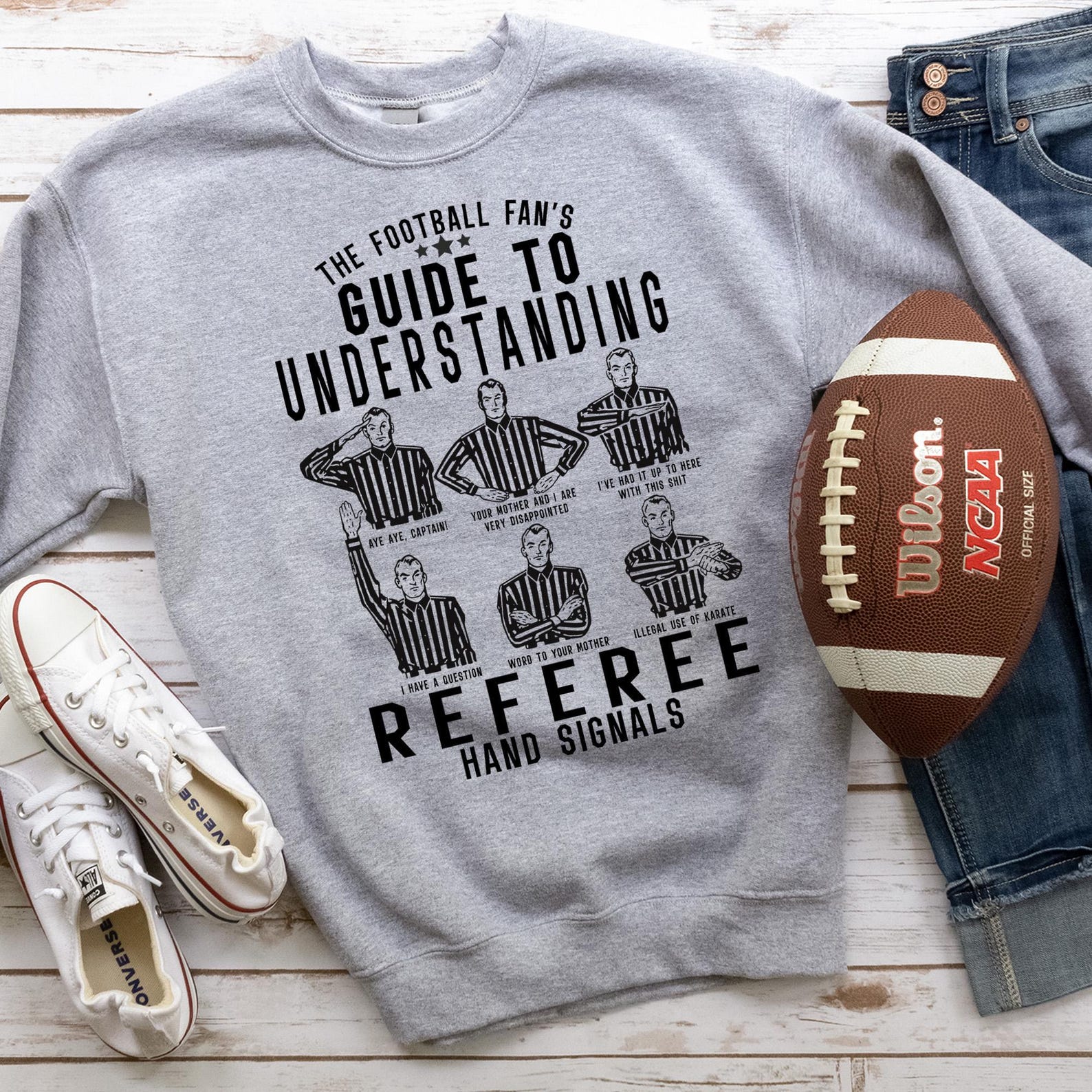 Funny Football Referee Hand Signals Shirt: Sarcastic Football Fan Gift ...