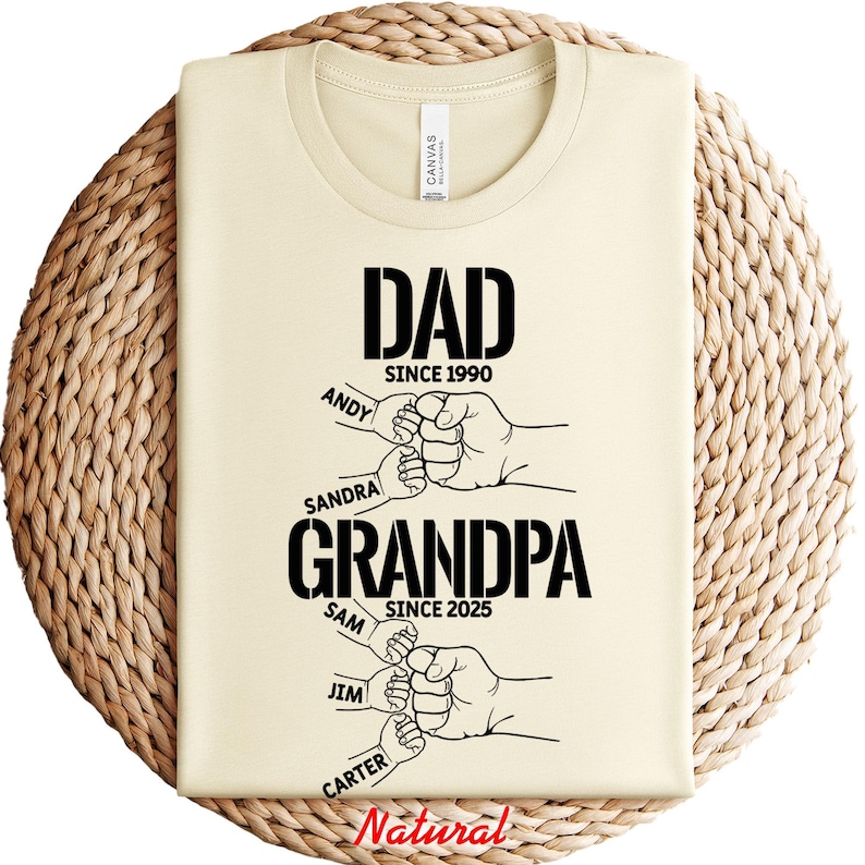 Personalized First Dad Now Grandpa Shirt, Custom Papa Shirt With Kids ...