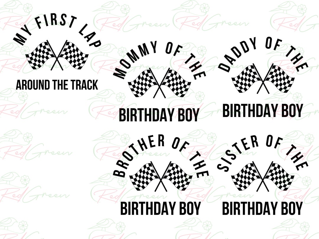 First Birthday Race Car SVG PNG Clipart: Family Matching (digital ...