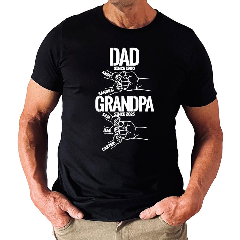 Personalized First Dad Now Grandpa Shirt, Custom Papa Shirt With Kids ...