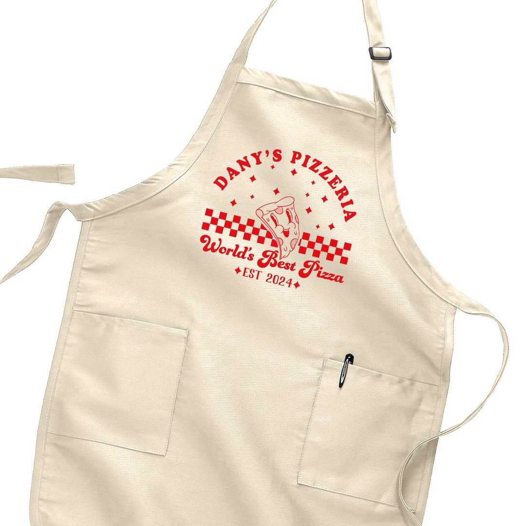 Personalized Retro Pizza Apron for Men Women, Cute Custom Name Pizzeria ...