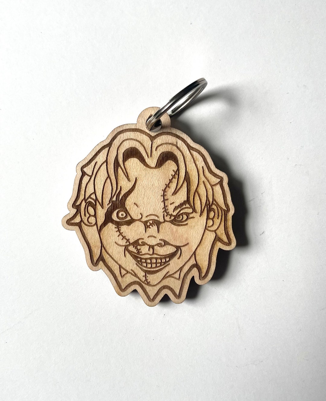 Chucky Doll Keychain - Laser Engraved Horror Genre Custom Wood Art - Etsy