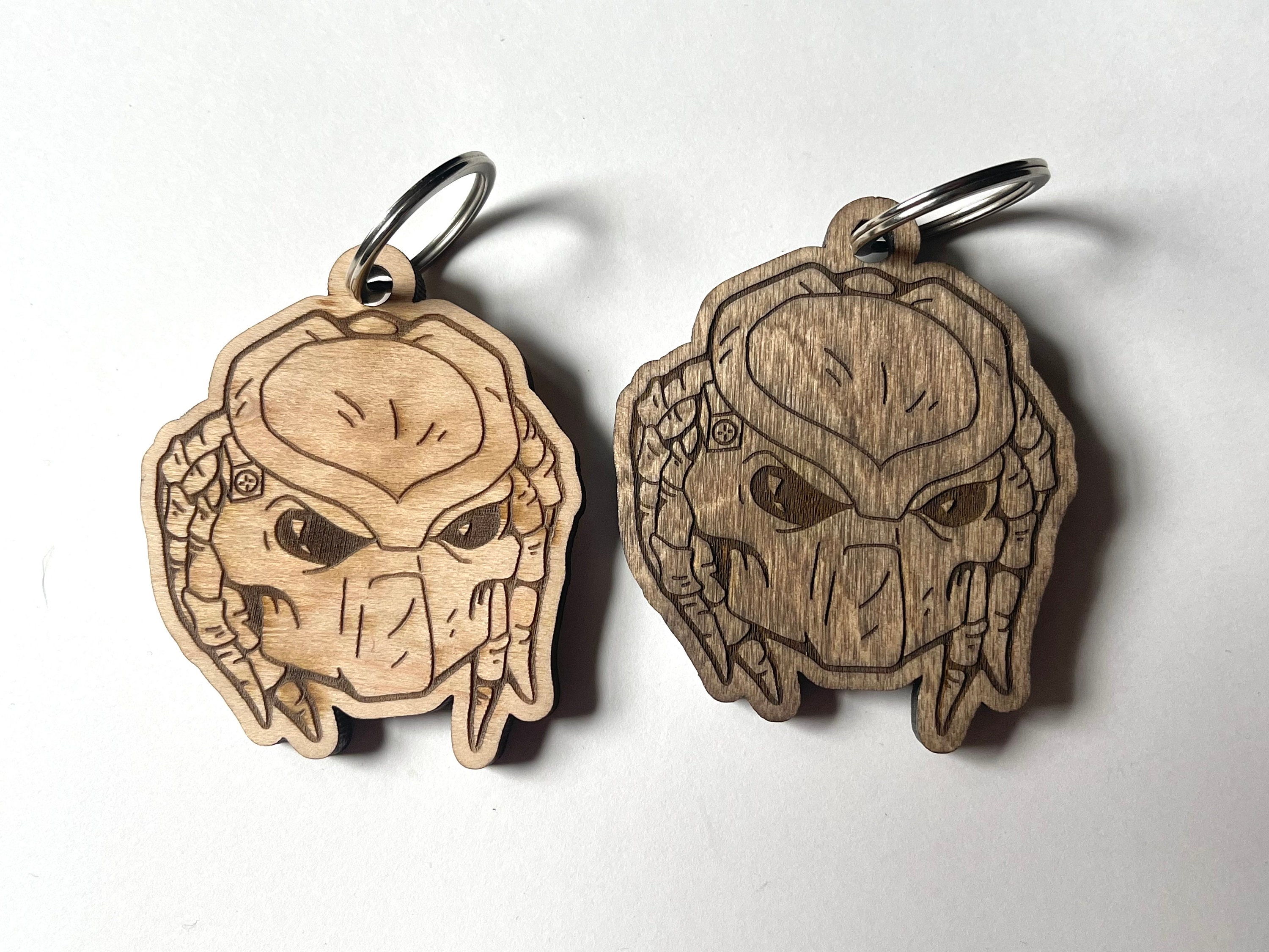 Predator Keychain - Laser Engraved Horror Genre Custom Wood Art - Etsy