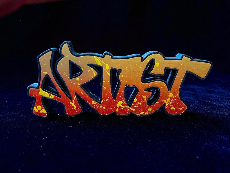 Freestanding Graffiti Wood Word Art - "artist" - Custom Airbrushed Desk ...