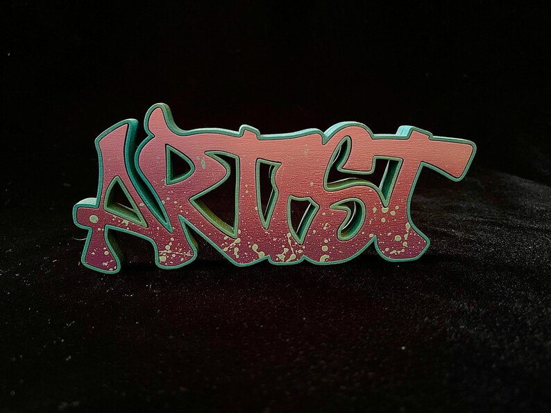 Freestanding Graffiti Wood Word Art - "artist" - Custom Airbrushed Desk ...